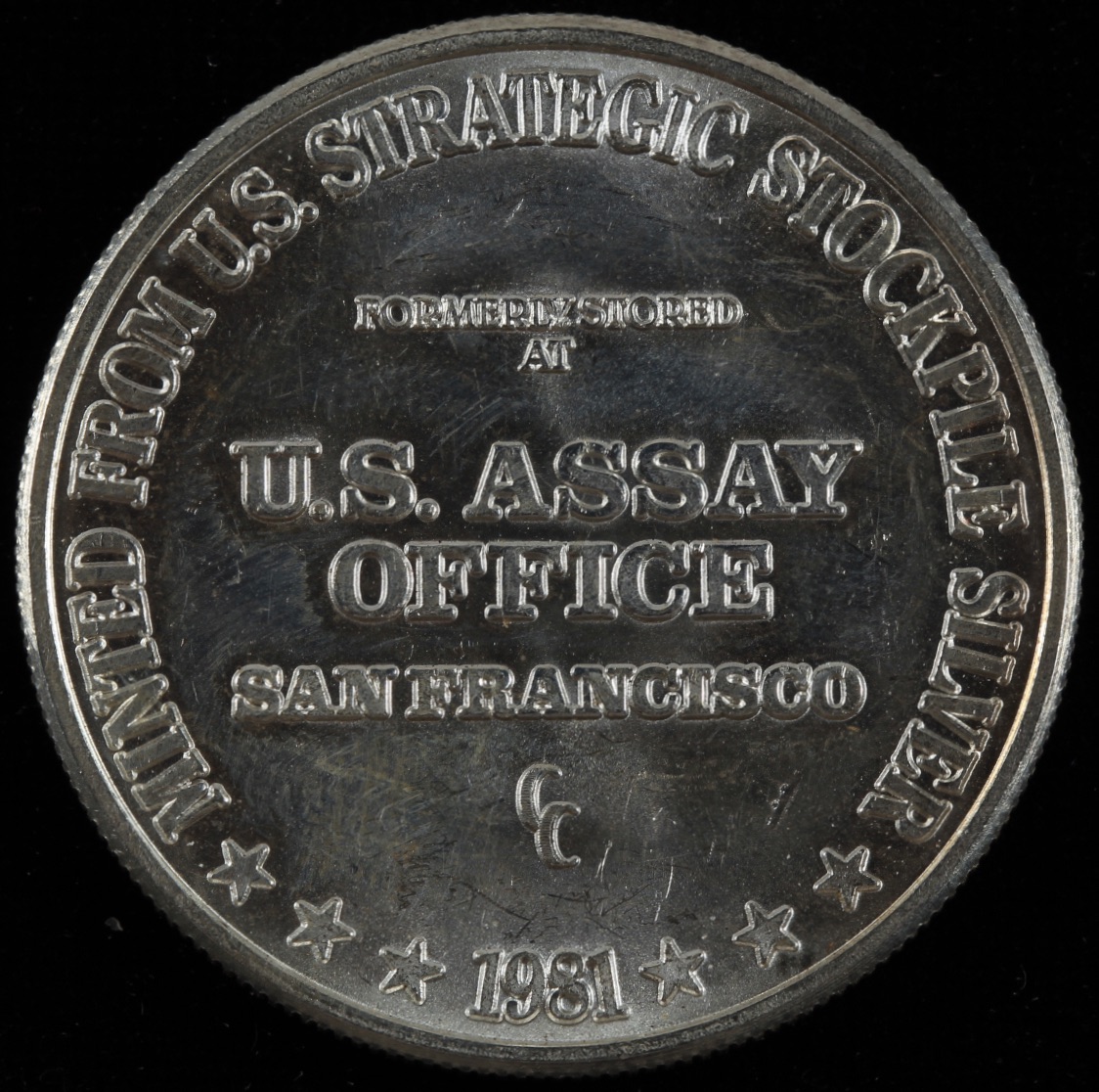 1981 U.S. Assay Office San Francisco 1 oz. Fine Silver Bullion Round ...