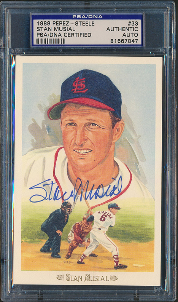 Stan Musial Signed LE Hall of Fame Perez-Steele Galleries Postcard (PSA ...