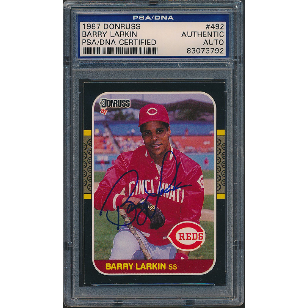 Barry Larkin Signed 1987 Donruss #492 RC (PSA Encapsulated) | Pristine ...