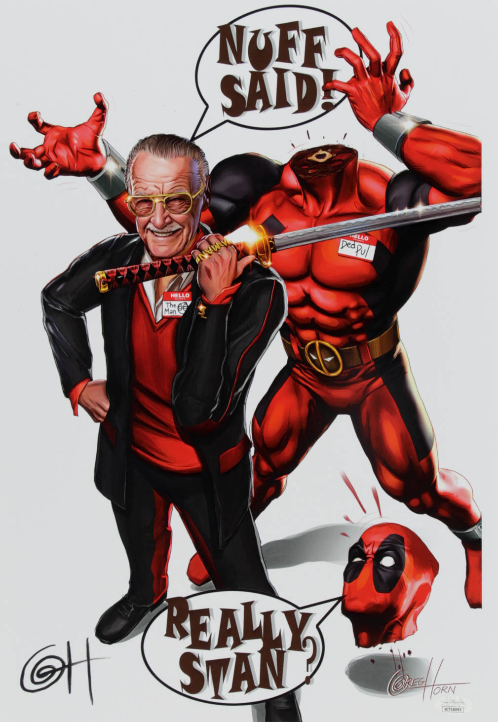 Greg Horn Signed LE "Deadpool & Smilin' Stan" 13x19 Lithograph (JSA COA ...