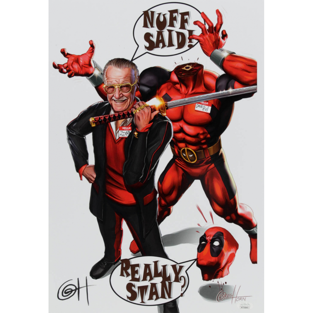Greg Horn Signed LE "Deadpool & Smilin' Stan" 13x19 Lithograph (JSA COA ...