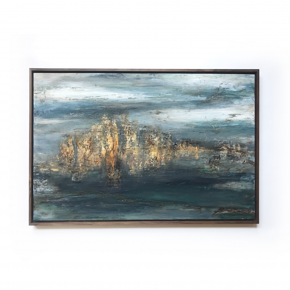 Kobie Moore Signed "Mountain Landscape" 26x37 Acrylic on Wood with ...