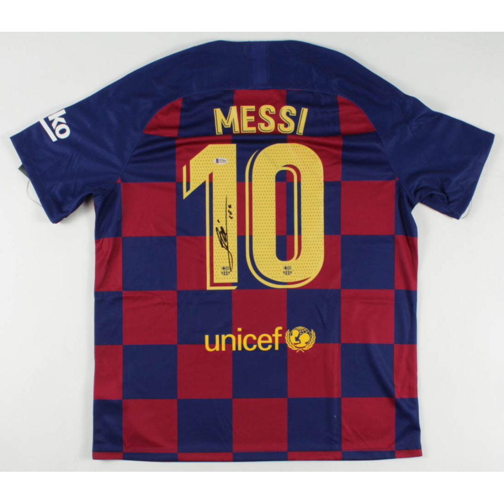 Lionel Messi Signed FC Barcelona Jersey Inscribed "Leo" (Beckett COA ...