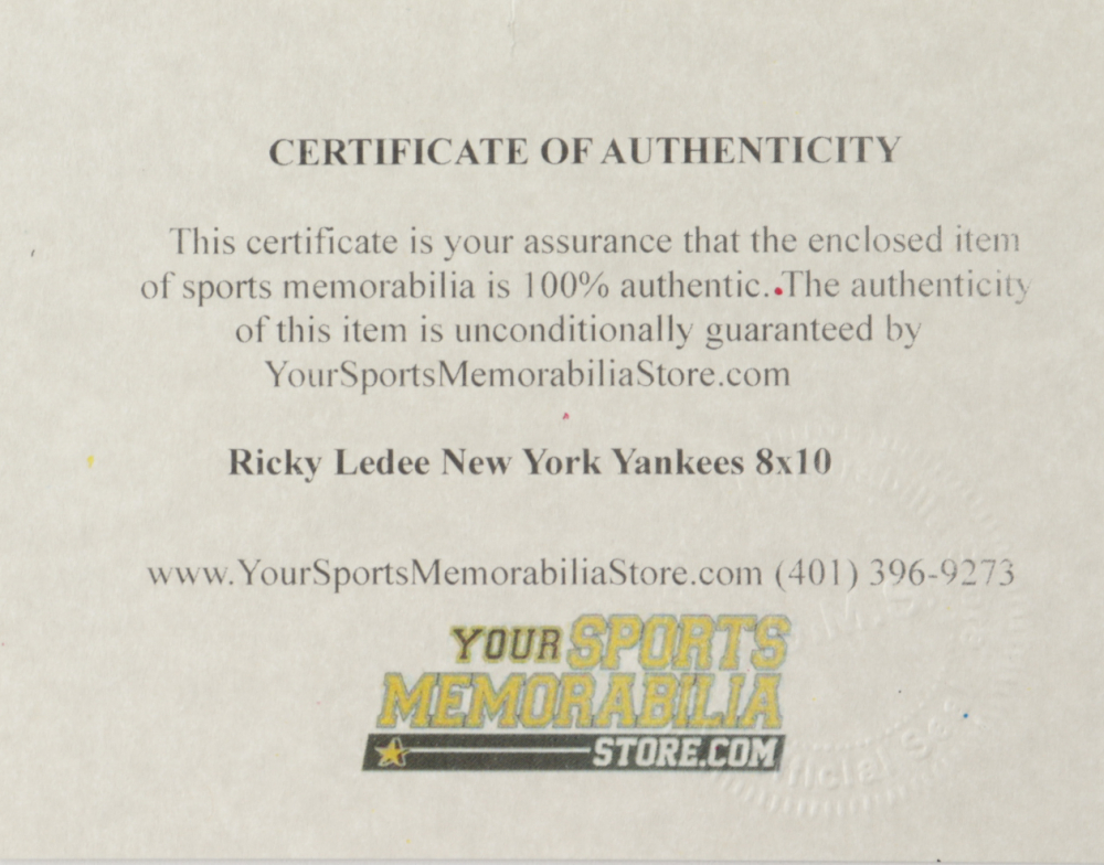 Ricky Ledee Signed Yankees 8x10 Photo Inscribed "99 WS" (YSMS COA ...