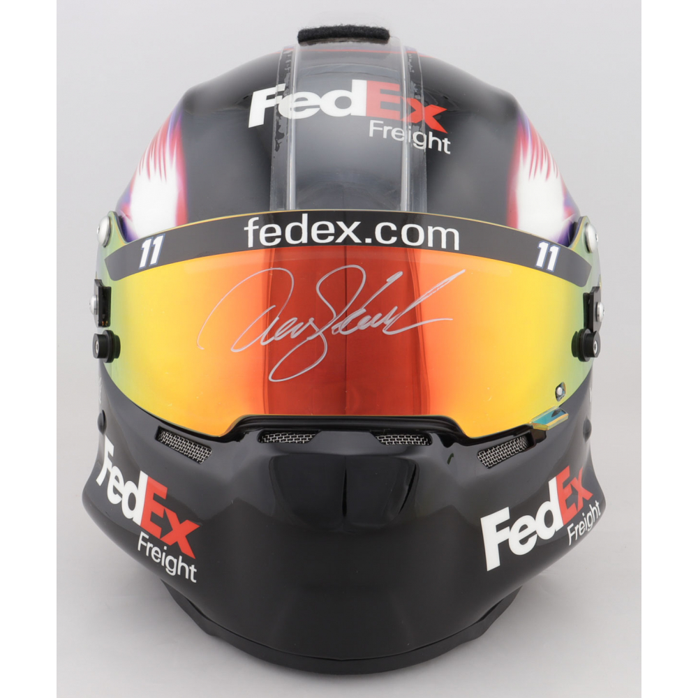 Denny Hamlin Signed Race-Used NASCAR FedEx Freight Helmet (JGR LOA & PA ...