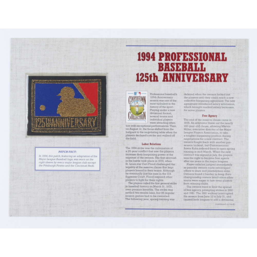 1994 Professional Baseball 125th Anniversary Cooperstown Collection ...