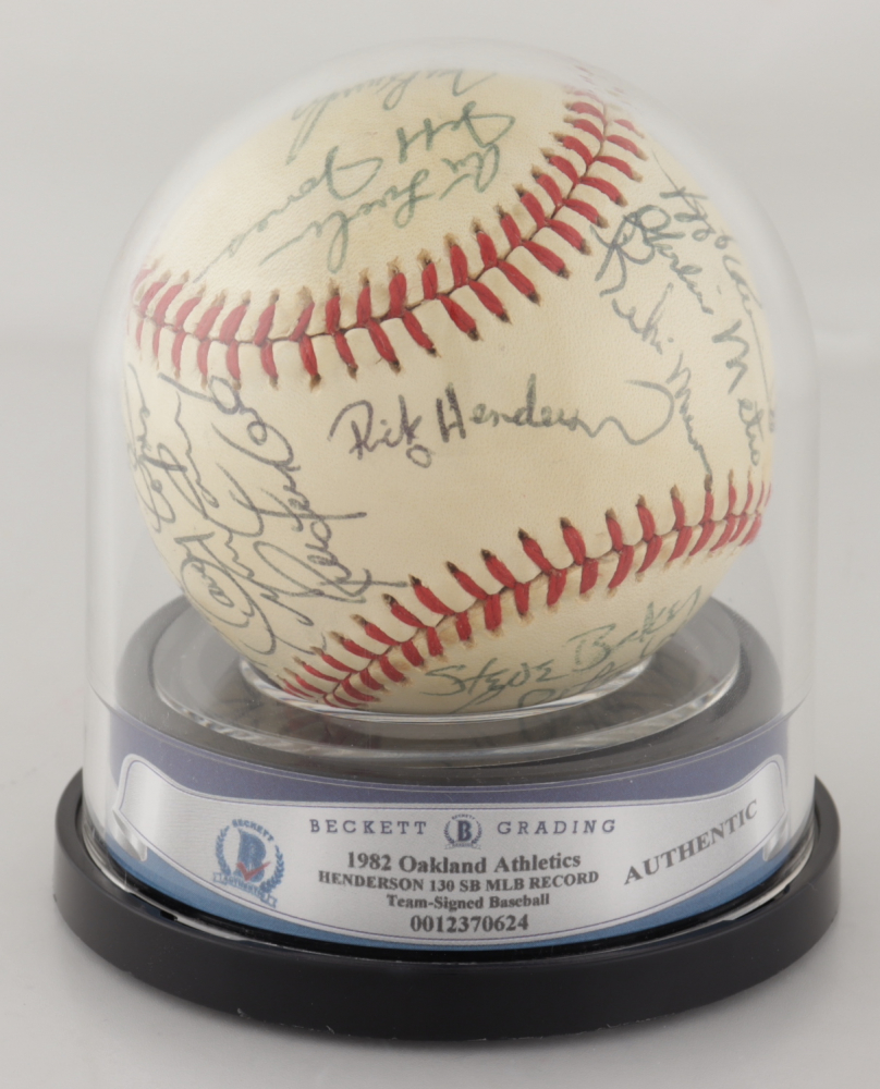 1982 Athletics OAL Baseball Team-Signed by (31) with Rickey Henderson ...