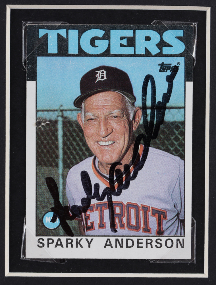 Sparky Anderson Signed Tigers 14x18 Custom Matted Baseball Card Display ...