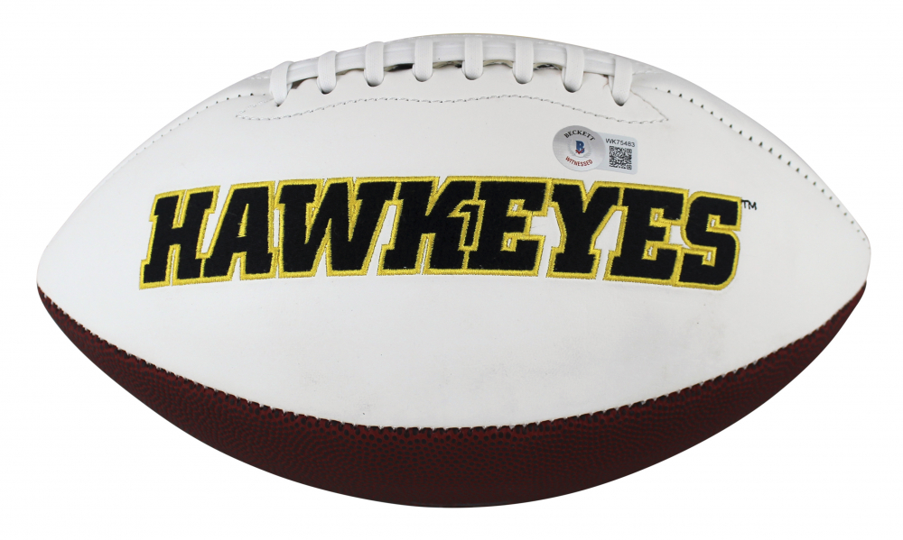 A. J. Epenesa Signed Iowa Hawkeyes Logo Football Inscribed "Go Hawks ...