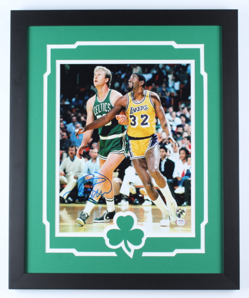 Larry Bird Signed Celtics 18x22 Custom Framed Photo Display (PSA COA ...