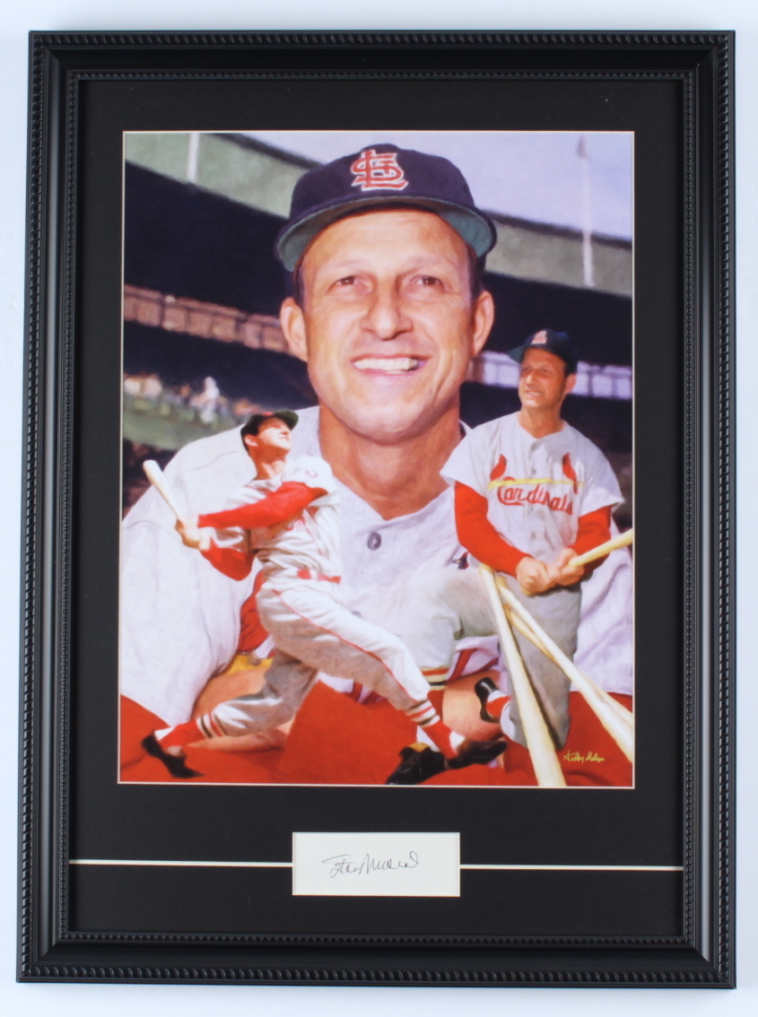 Stan Musial Signed Cardinals 15x20 Custom Framed Cut Display with ...