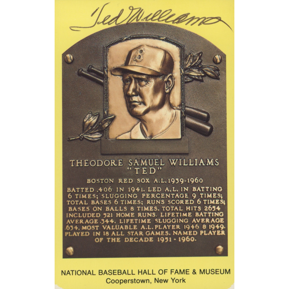 Ted Williams Signed Hall of Fame Plaque Postcard (JSA ALOA) | Pristine ...