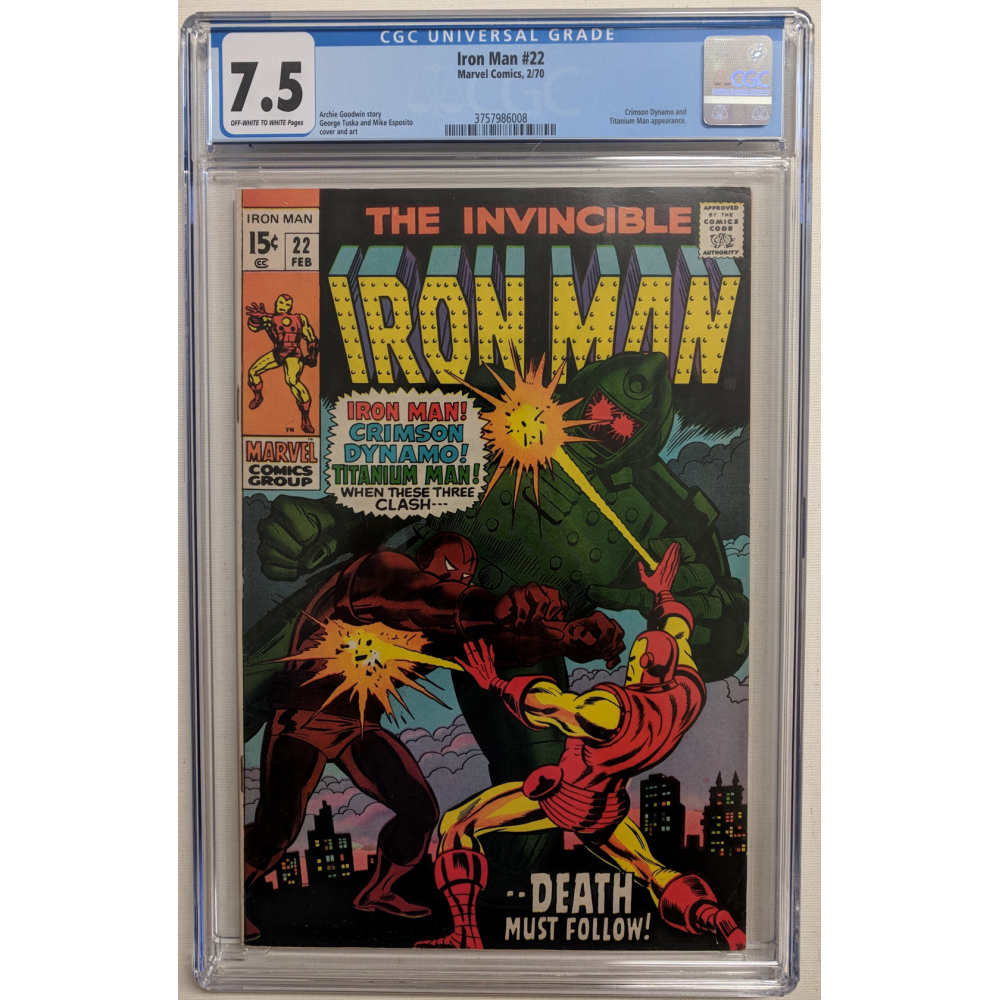 1970 "The Invincible Iron Man" Issue #22 Marvel Comic Book (CGC 7.5 ...