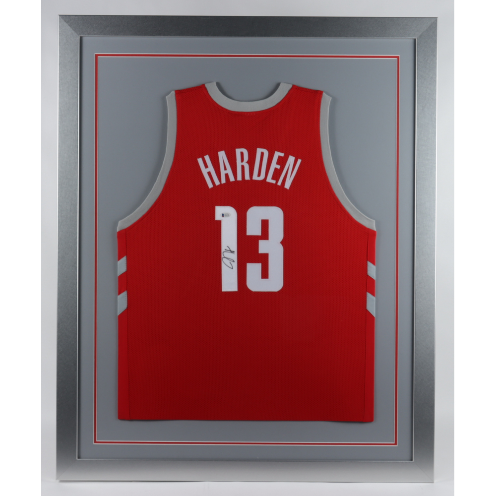 James Harden Signed 35.5x43.5 Custom Framed Jersey Display (Beckett COA ...