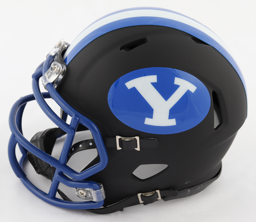 Zach Wilson Signed BYU Cougars Matte Black Speed Mini Helmet (Beckett ...