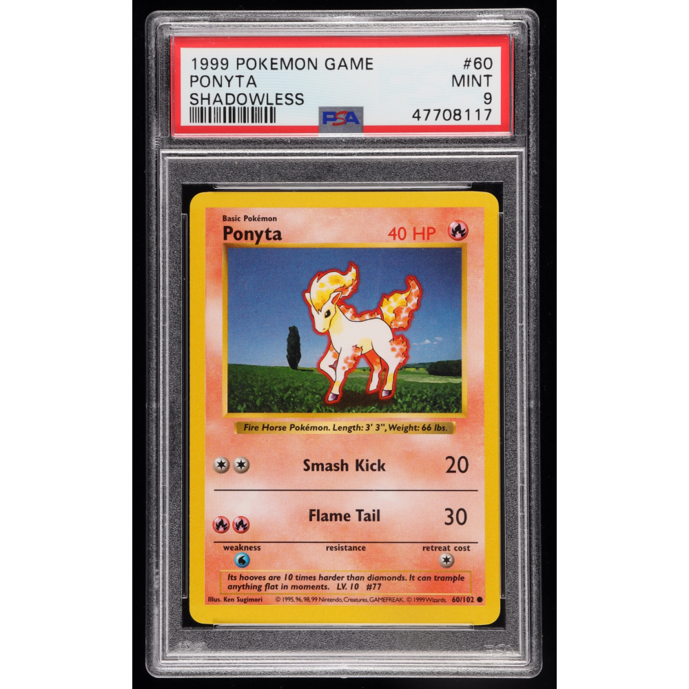 Ponyta 1999 Pokemon Base Shadowless #60 C (PSA 9) | Pristine Auction