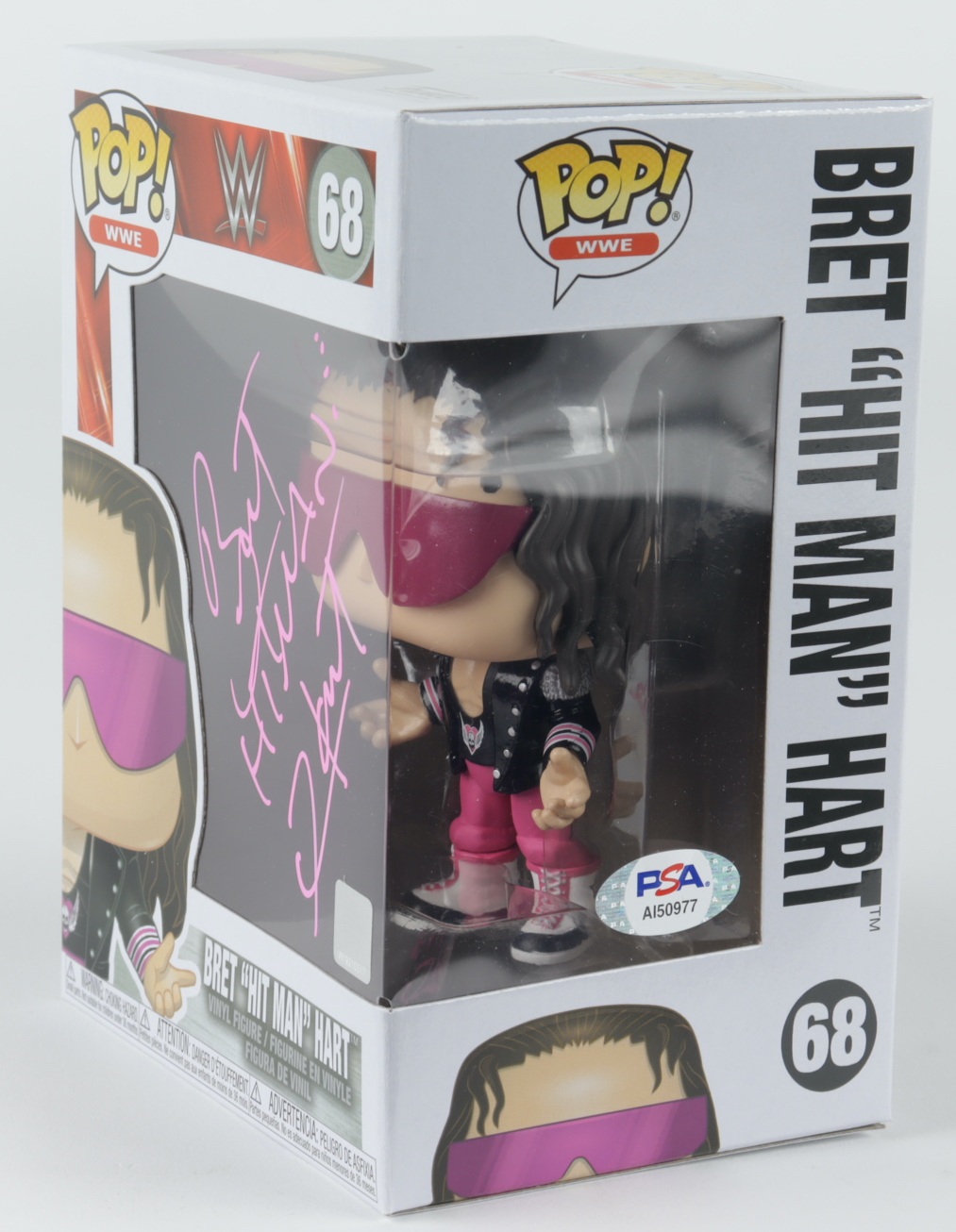 Bret "Hit Man" Hart Signed "WWE" Bret "Hit Man" Hart #68 Funko Pop ...