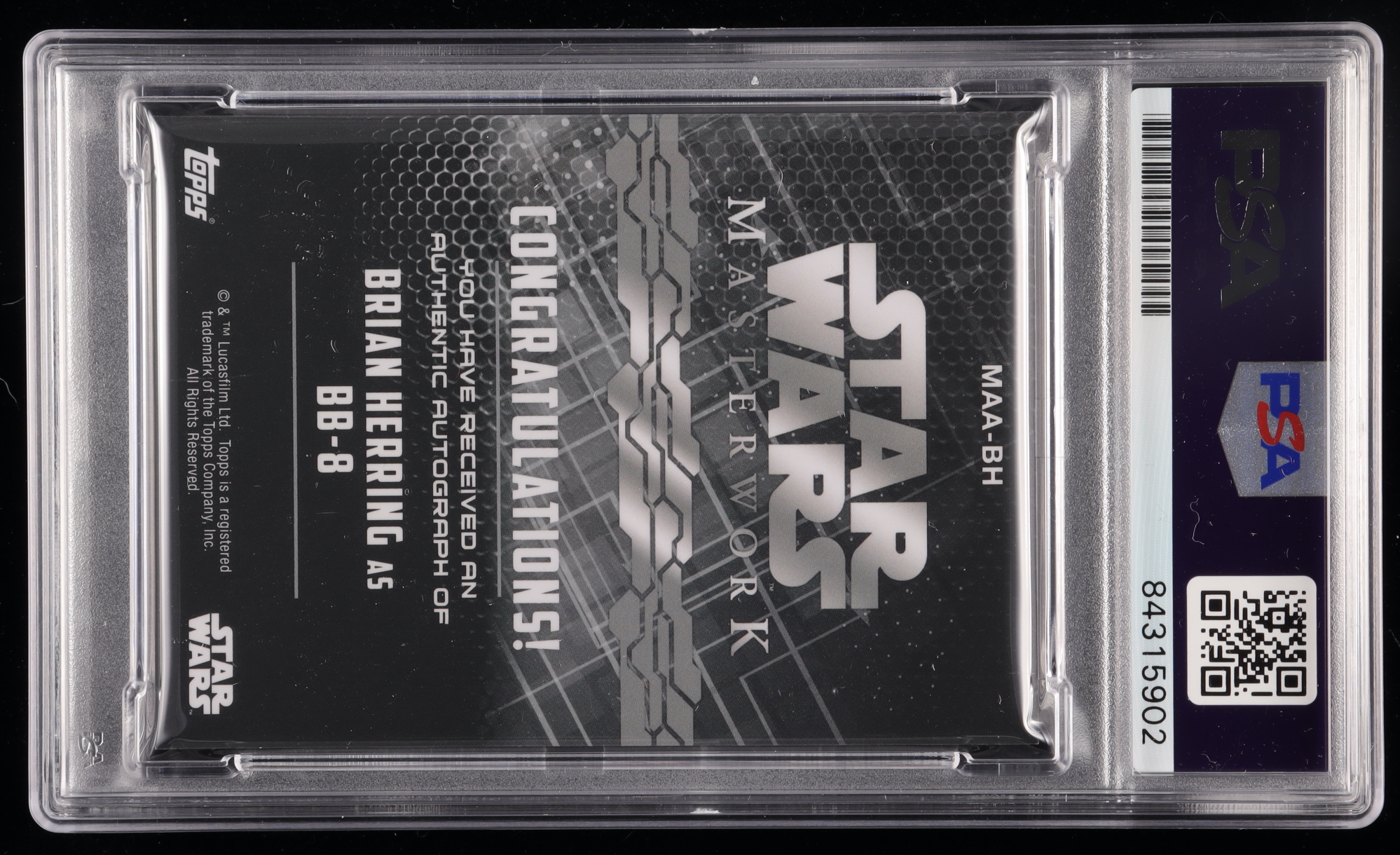 Brian Herring 2018 Star Wars Masterwork Autographs #ABH Puppeteer for ...