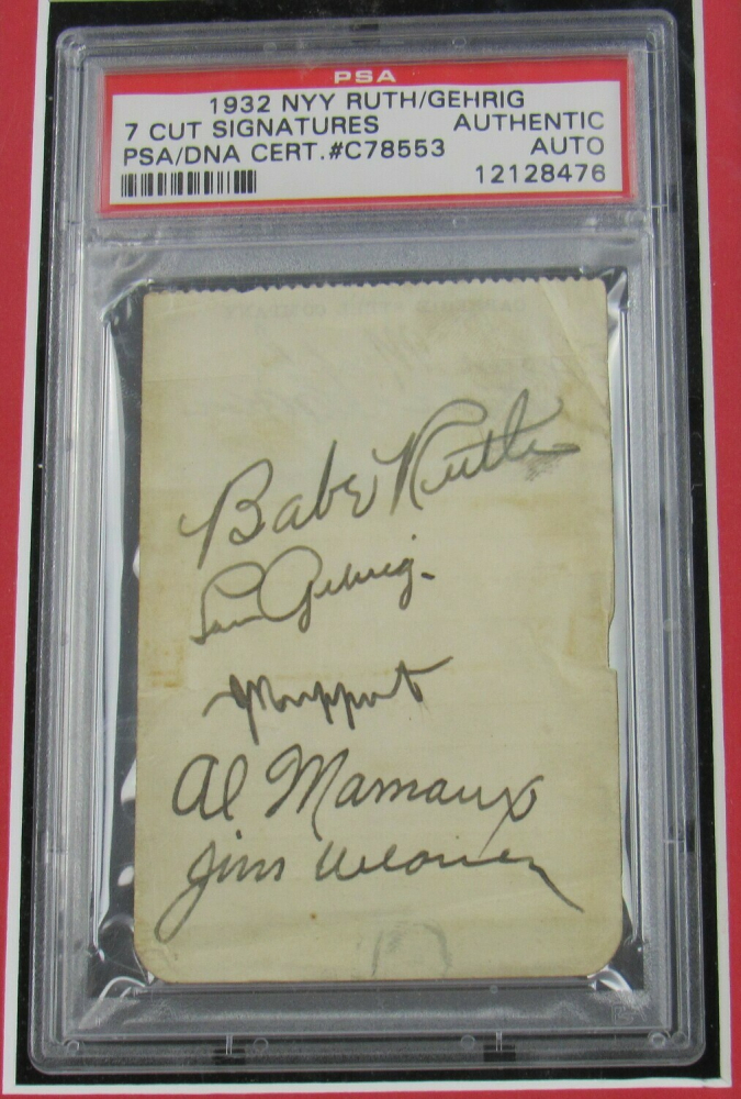 1932 Yankees 20x26 Custom Framed Cut Display Signed by (14) With Babe ...
