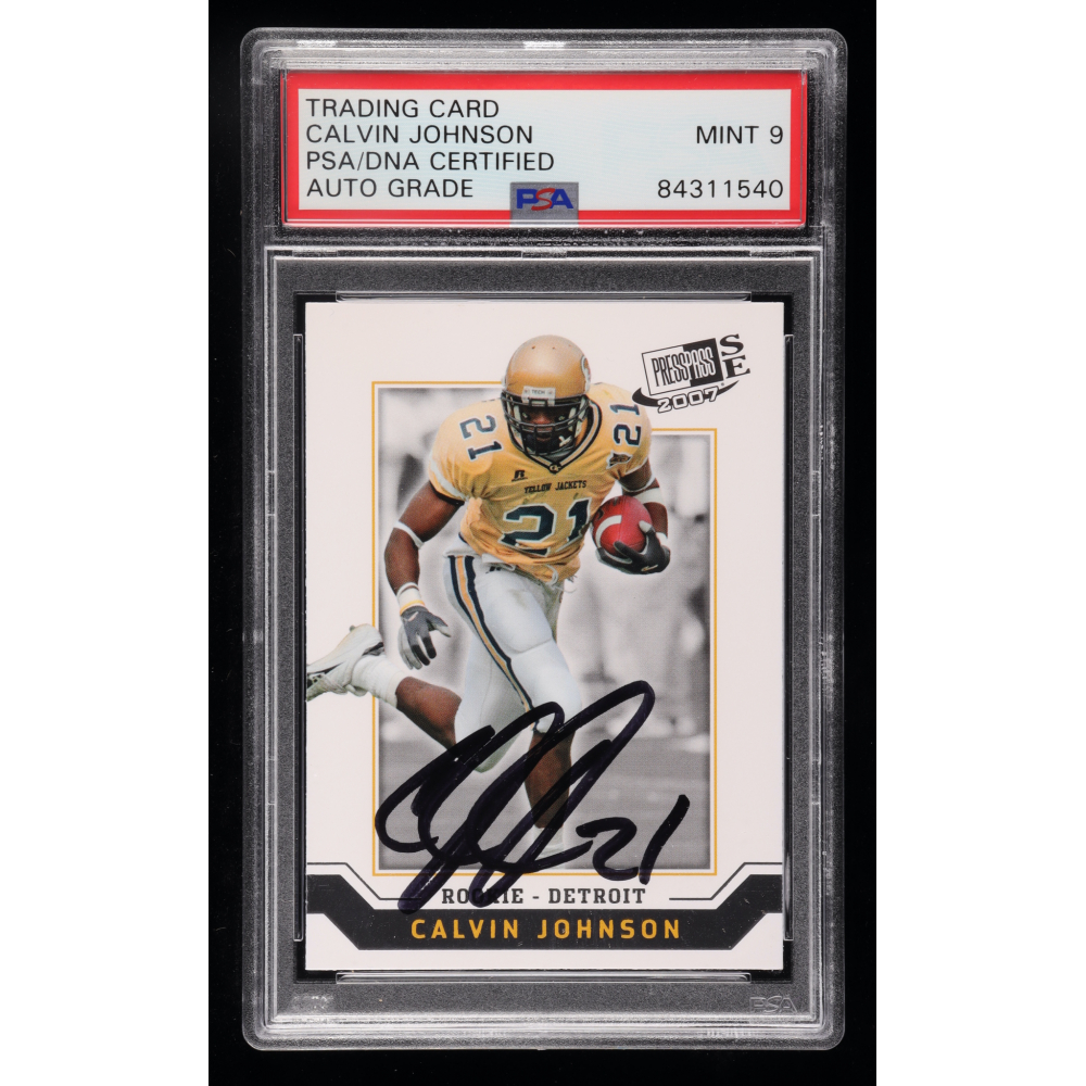 Calvin Johnson Signed 2007 Press Pass SE #7 (PSA Encapsulated ...