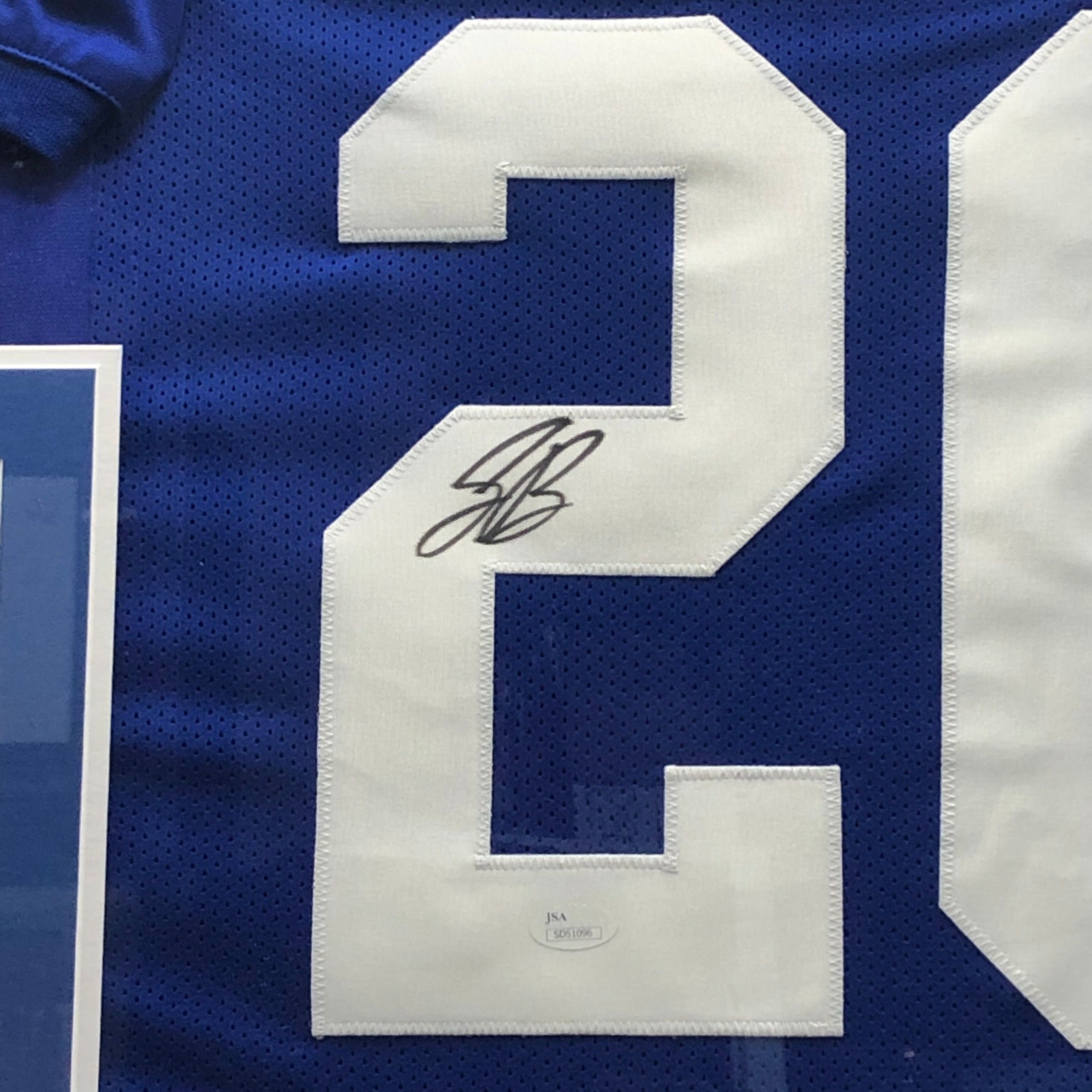 Saquon Barkley Signed 35x42 Custom Framed Jersey (JSA COA) | Pristine ...