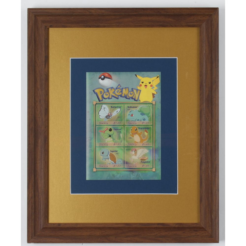 "Pokemon" 13x16 Custom Framed Uncut Postage Stamp Sheet Display With (6 ...