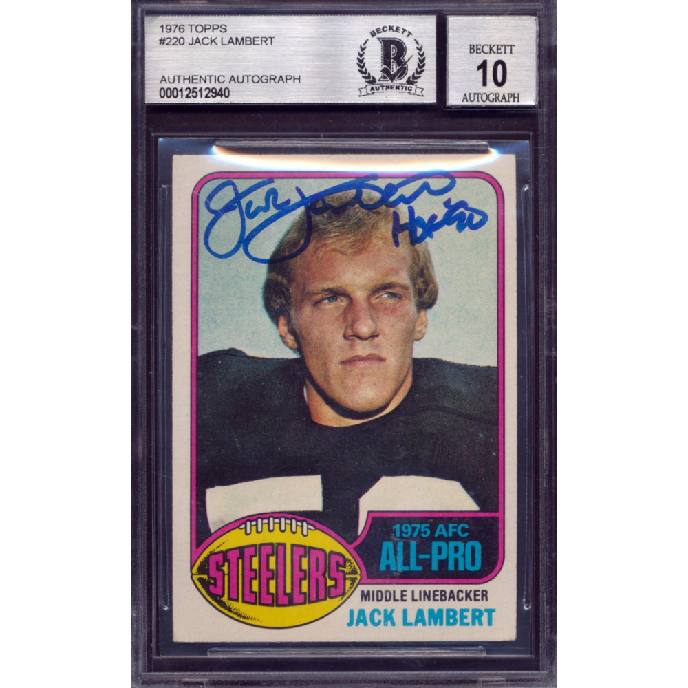 Jack Lambert 1976 Topps #220 AP RC Inscribed "HOF '90" (BGS ...