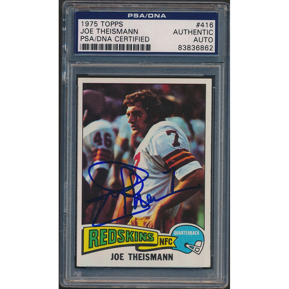 Joe Theismann Signed 1975 Topps #416 RC (PSA Encapsulated) | Pristine ...