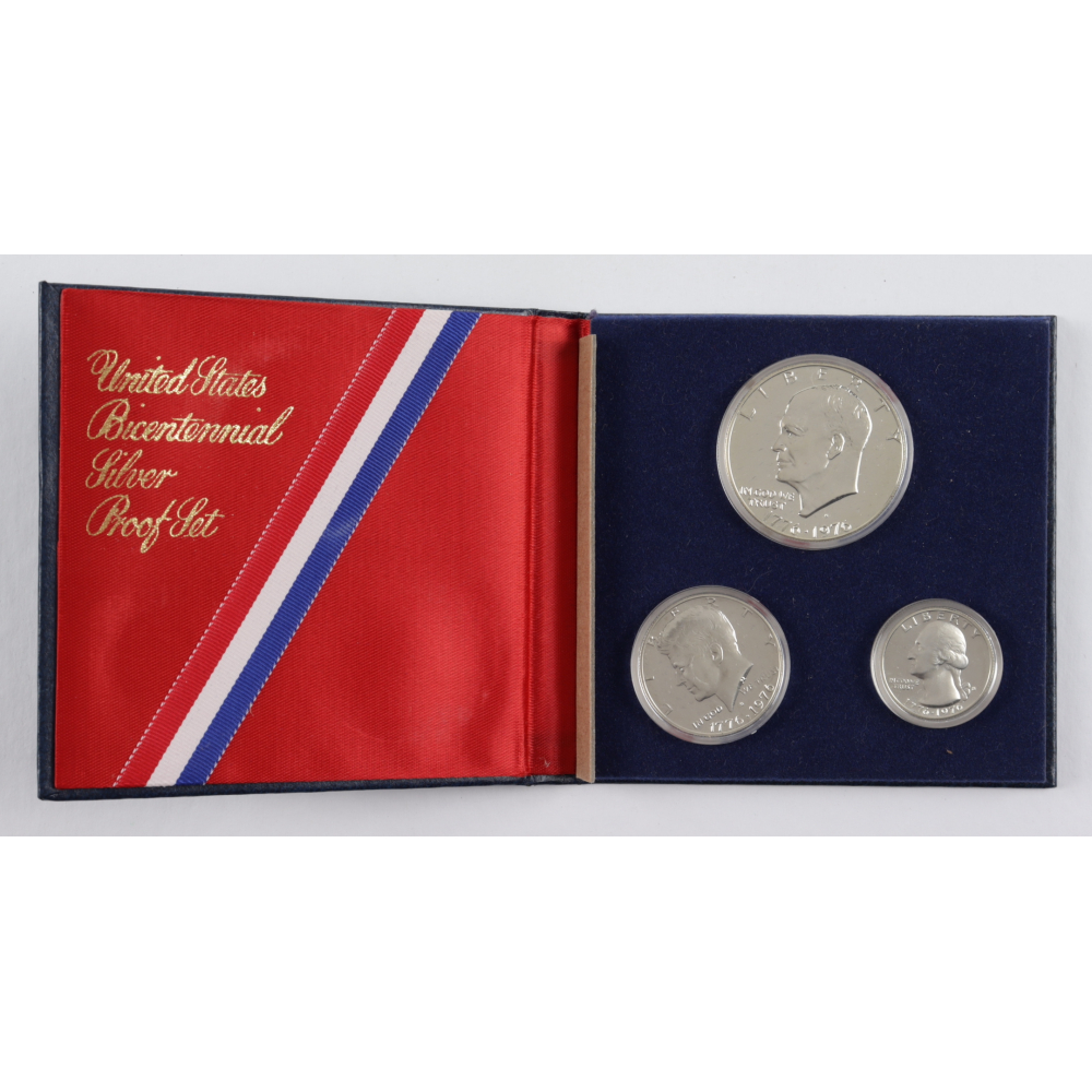 1776-1976 U.S. Bicentennial Silver Proof Coin Set with (3) Coins ...