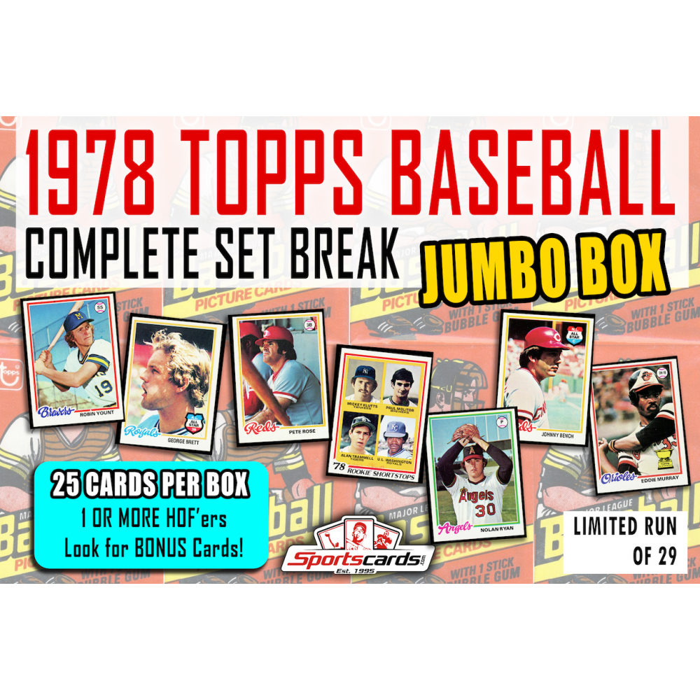 “1978 TOPPS BASEBALL COMPLETE SET BREAK” MYSTERY BOX– 25 CARDS PER BOX ...