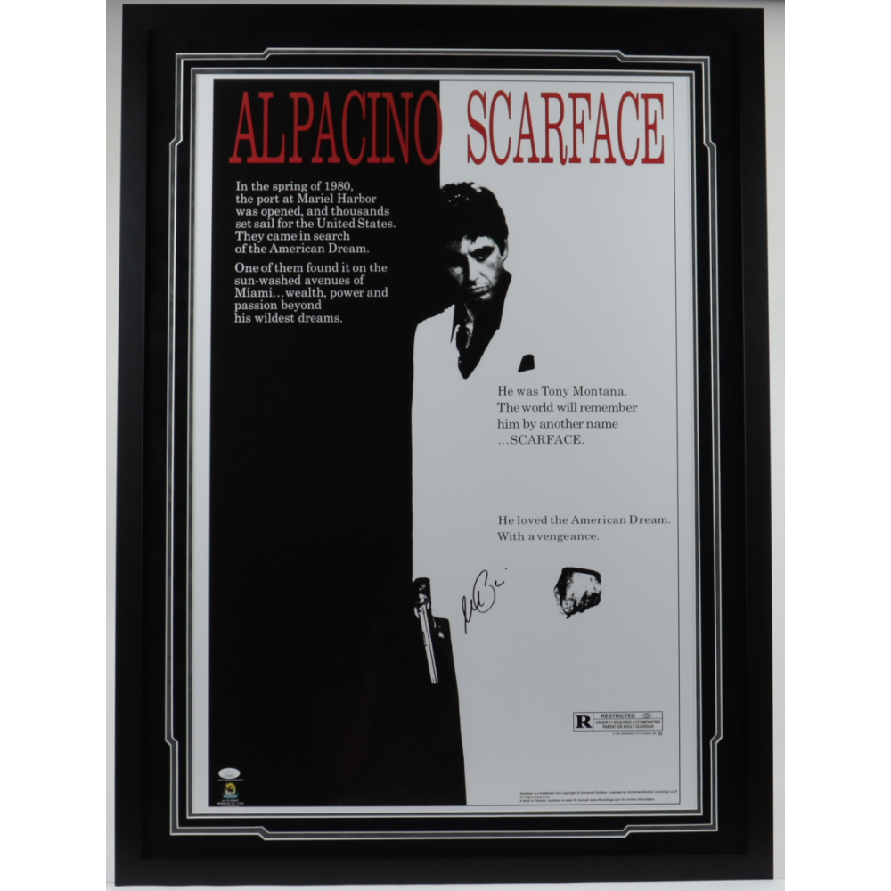 Al Pacino Signed "Scarface" 32x46 Custom Framed Movie Poster Display ...