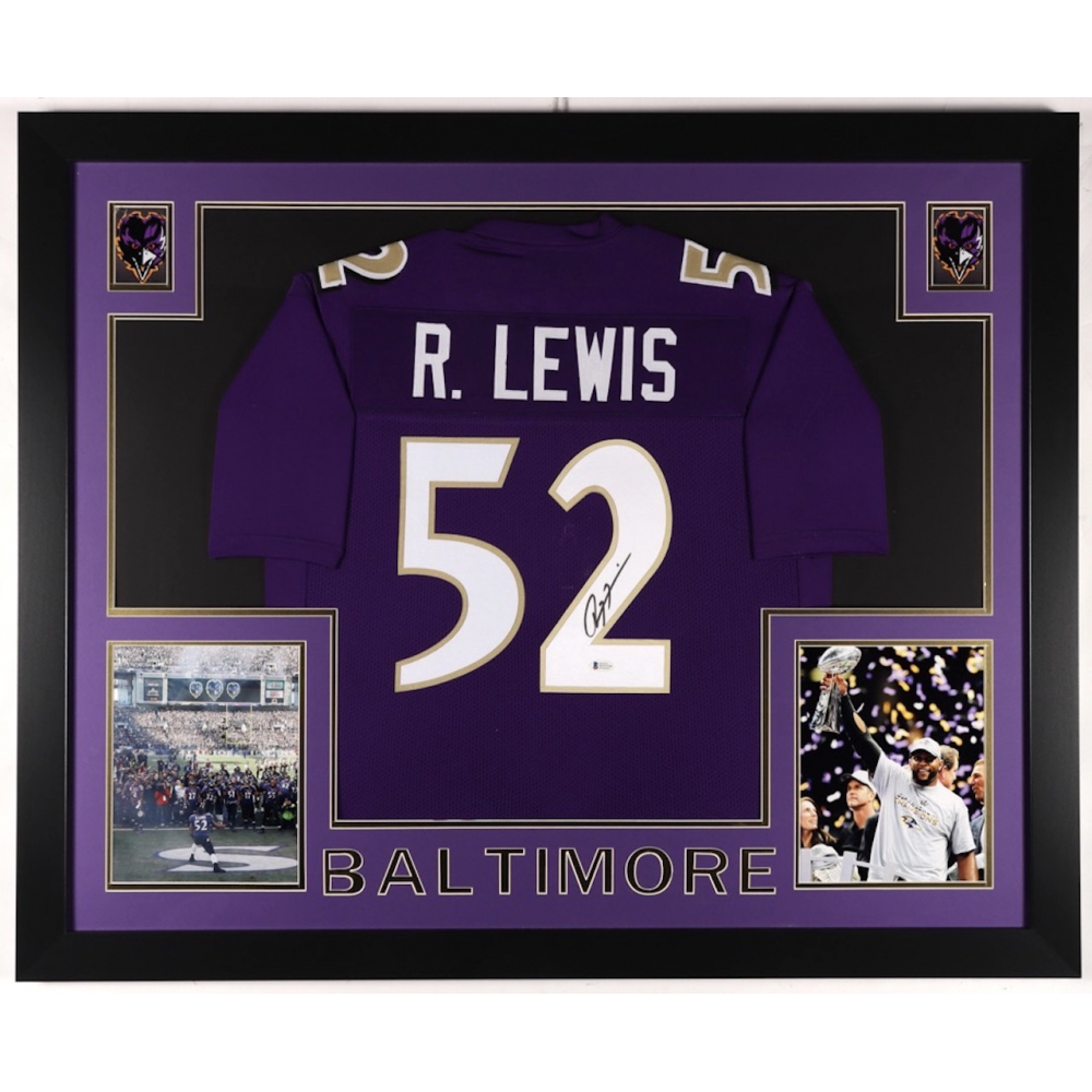 Ray Lewis Signed 35x43 Custom Framed Jersey (Beckett COA) | Pristine ...
