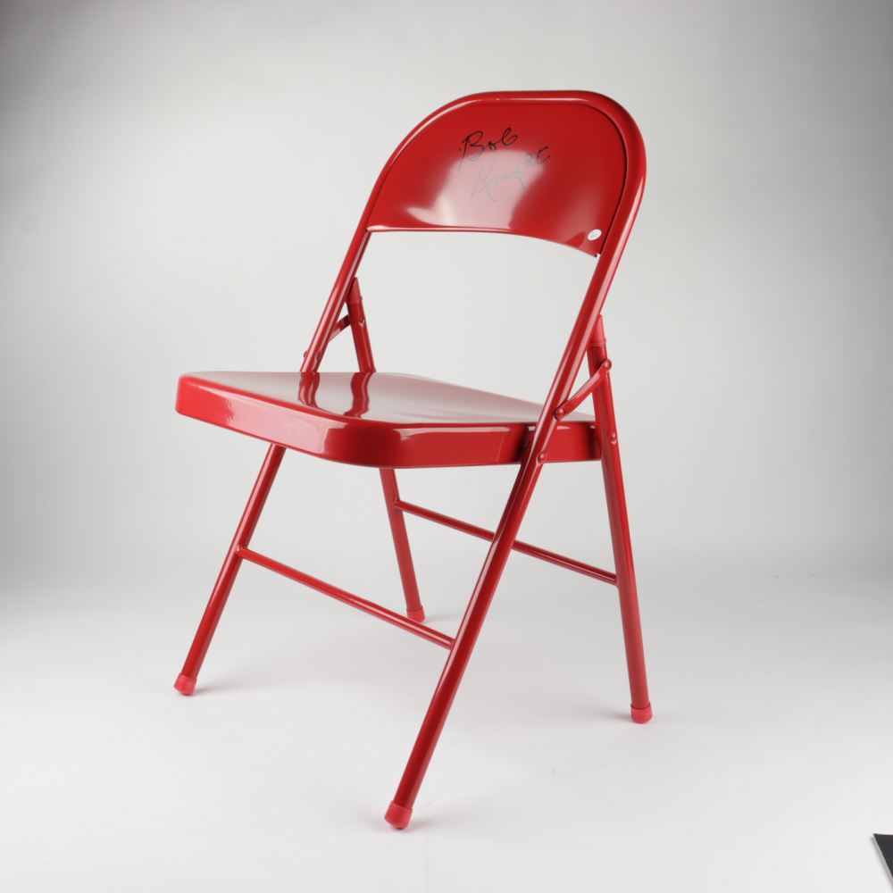 Bobby Knight Signed Red Metal Folding Chair (JSA COA) | Pristine Auction