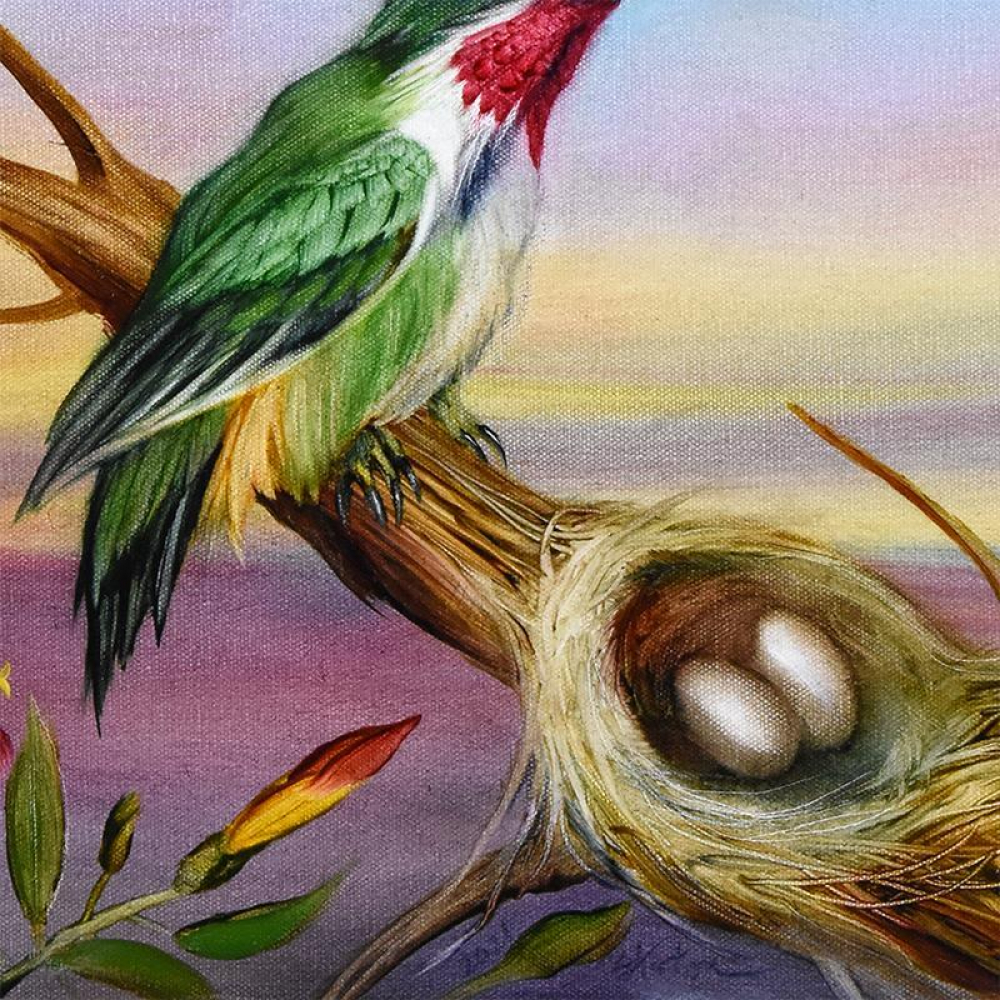 Martin Katon Signed "Ruby Throated Hummingbird Love" 20x24 Original Oil ...