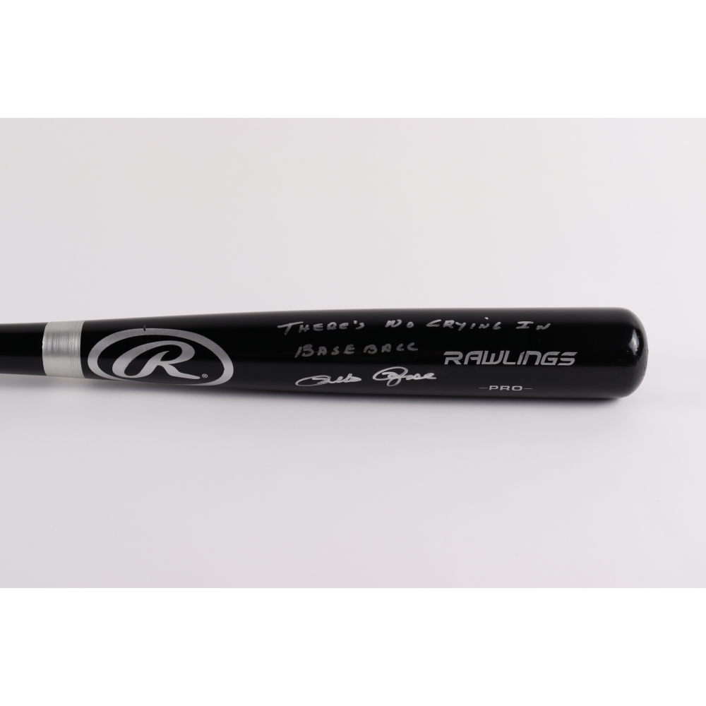 Pete Rose Signed Rawlings Baseball Bat Inscribed "There's No Crying In ...