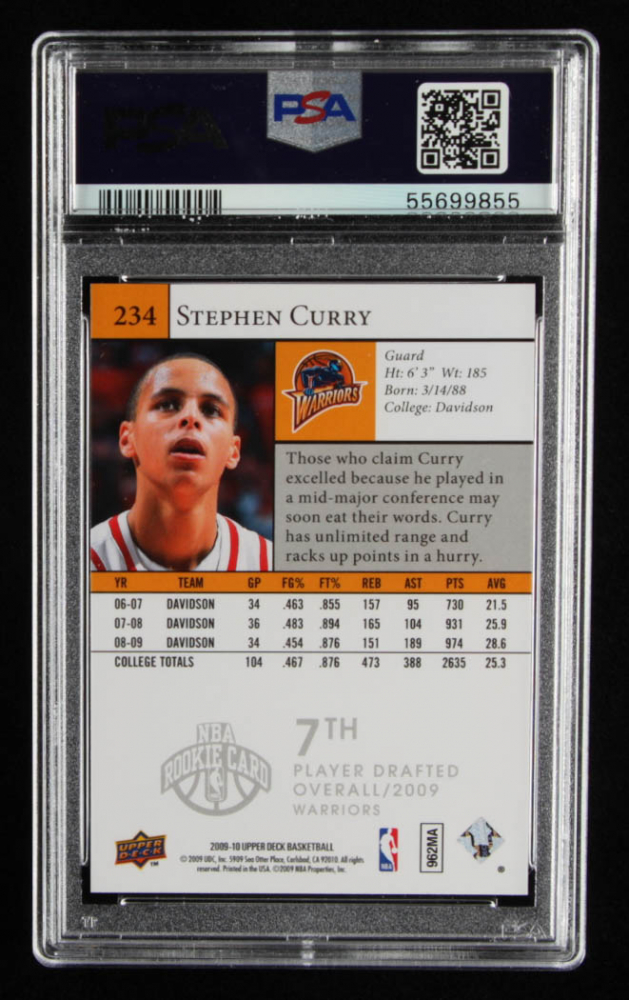 Stephen Curry 2009-10 Upper Deck #234 SP RC (PSA 10) | Pristine Auction
