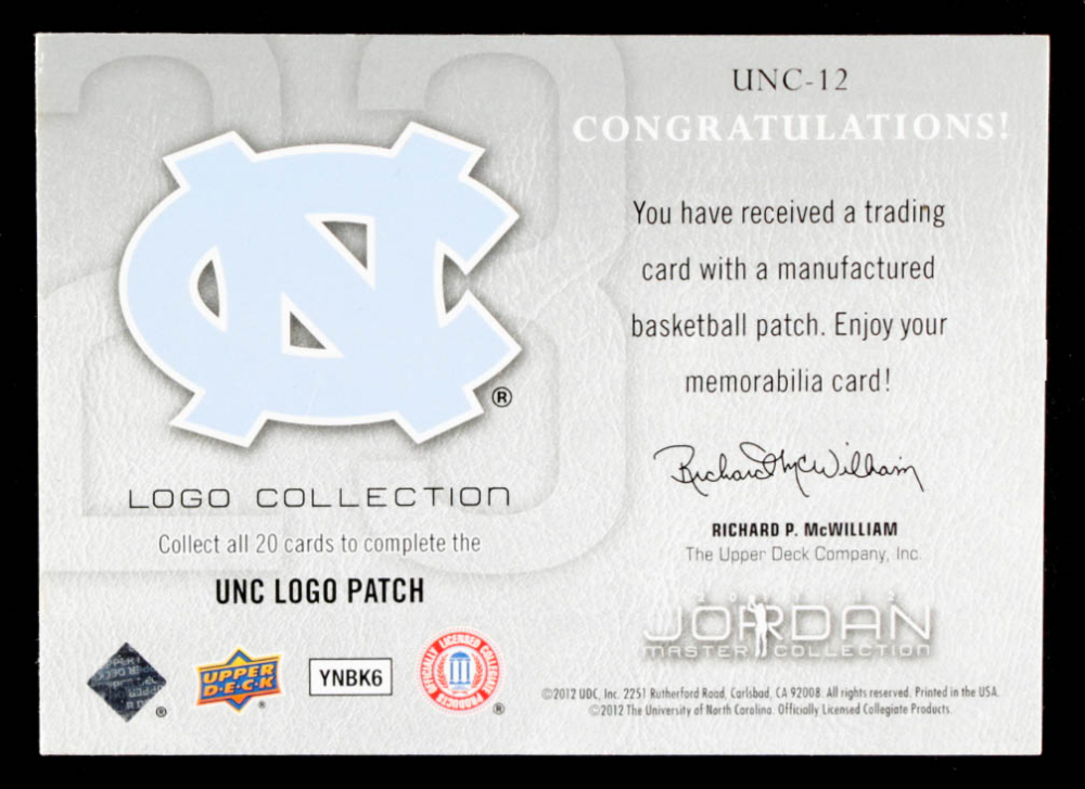 Michael Jordan 2012 Upper Deck UNC Master Collection UNC Logo #UNC12 ...
