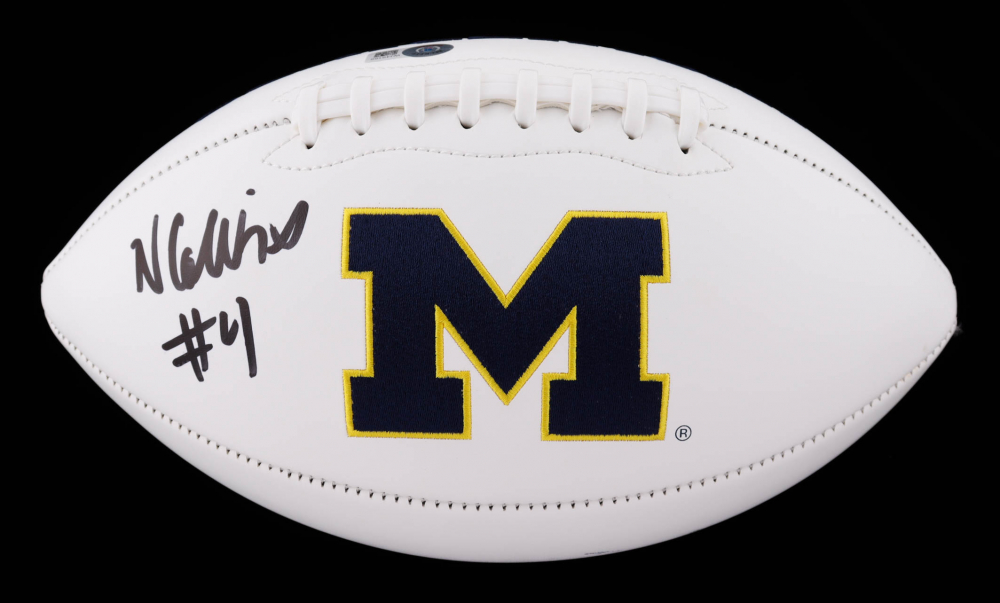 Nico Collins Signed Michigan Wolverines Logo Football (Beckett Hologram ...