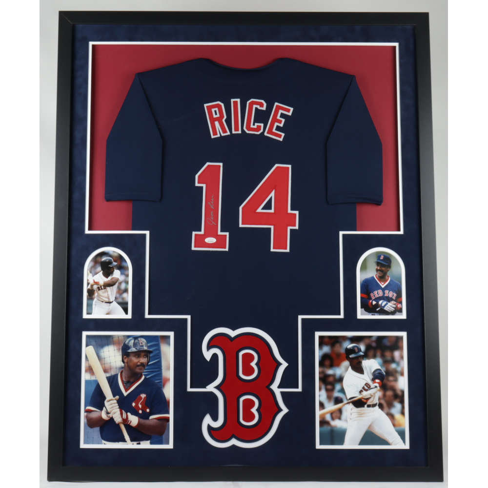 Jim Rice Signed 34x42 Custom Framed Jersey Display (JSA COA) | Pristine ...