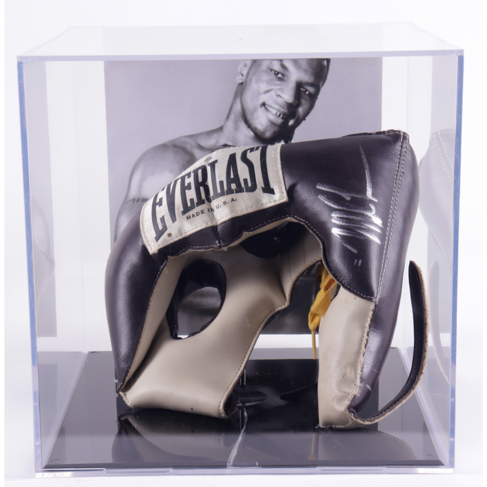 Mike Tyson Signed Vintage Everlast Boxing Sparring Helmet With Display ...
