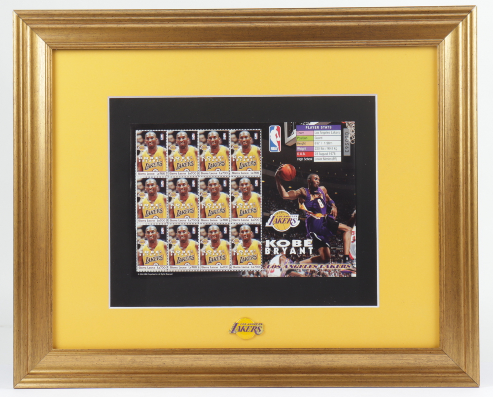 Kobe Bryant 13x16 Custom Framed Full Uncut Postage Stamp Sheet Display ...