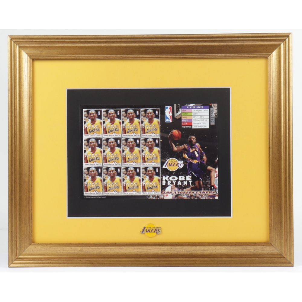 Kobe Bryant 13x16 Custom Framed Full Uncut Postage Stamp Sheet Display ...