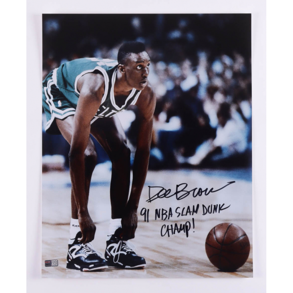 Dee Brown Signed Celtics 16x20 Photo Inscribed "91 NBA Slam Dunk Champ ...