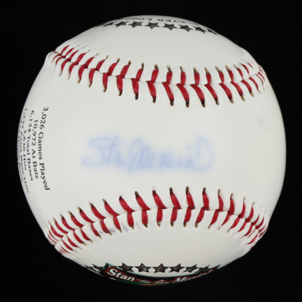 Stan Musial Signed LE Stan Musial Career Stat Logo Baseball (PSA COA ...