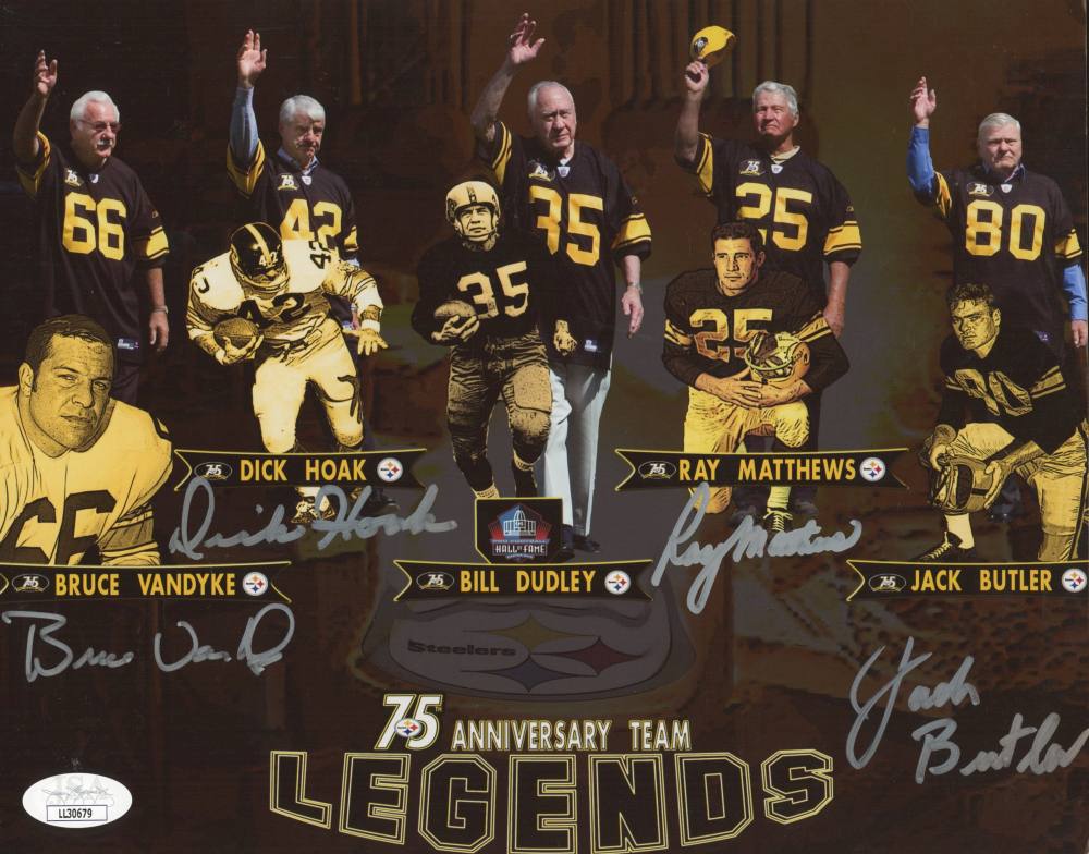 Steelers 8x10 Photo Team-Signed by (4) with Bruce Van Dyke, Dick Hoak ...