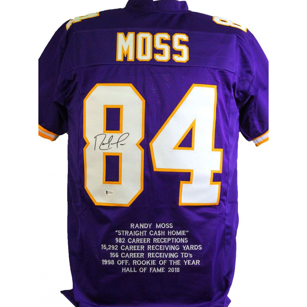 Randy Moss Signed Career Highlight Stat Jersey (Beckett Hologram ...