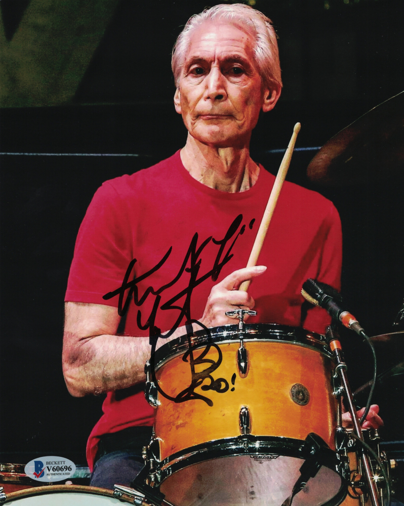 Charlie Watts Signed 8x10 Photo with Inscription (Beckett COA ...