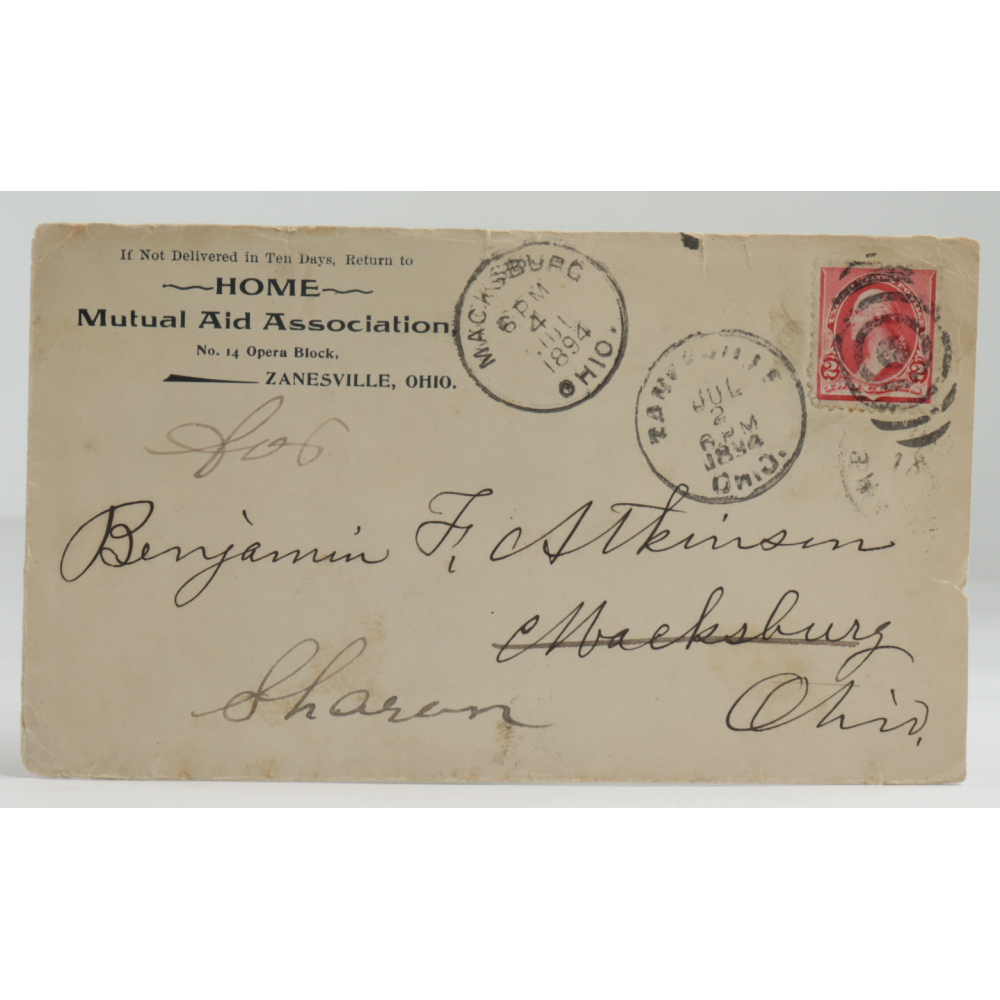 1894 Hand-Written Envelope With Antique US Postal History Stamp ...