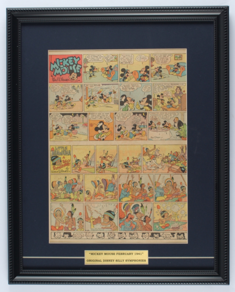 1941 Original Disney "Mickey Mouse" Comic Strip 16x20 Custom Framed ...