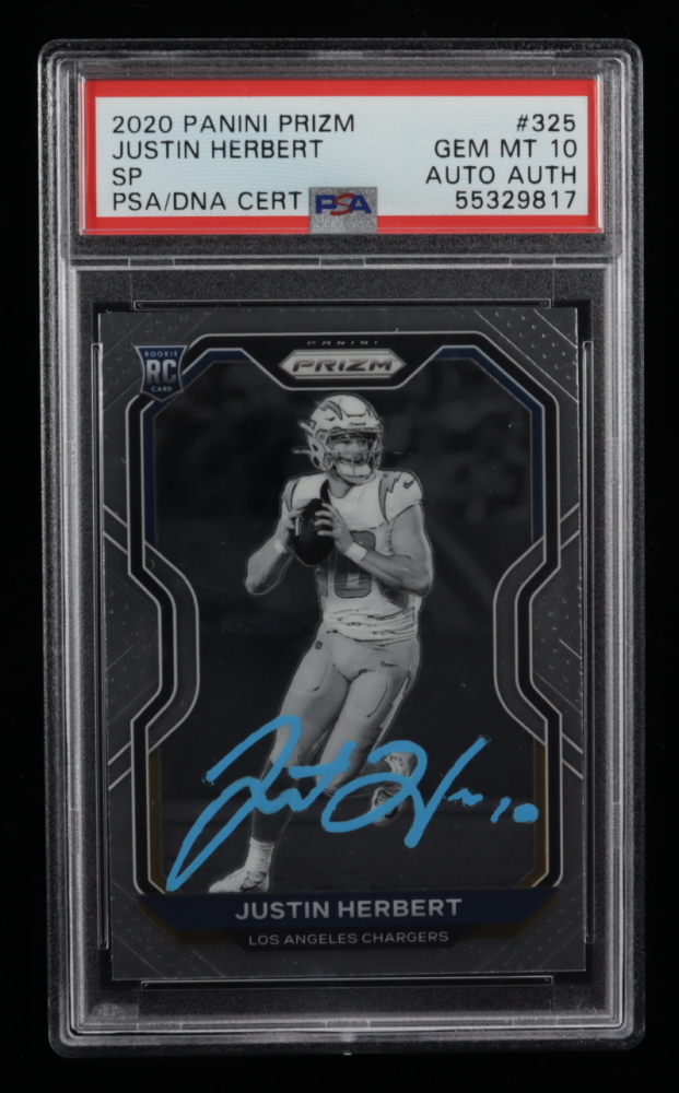 Justin Herbert Signed 2020 Panini Prizm #325B VAR (PSA) | Pristine Auction